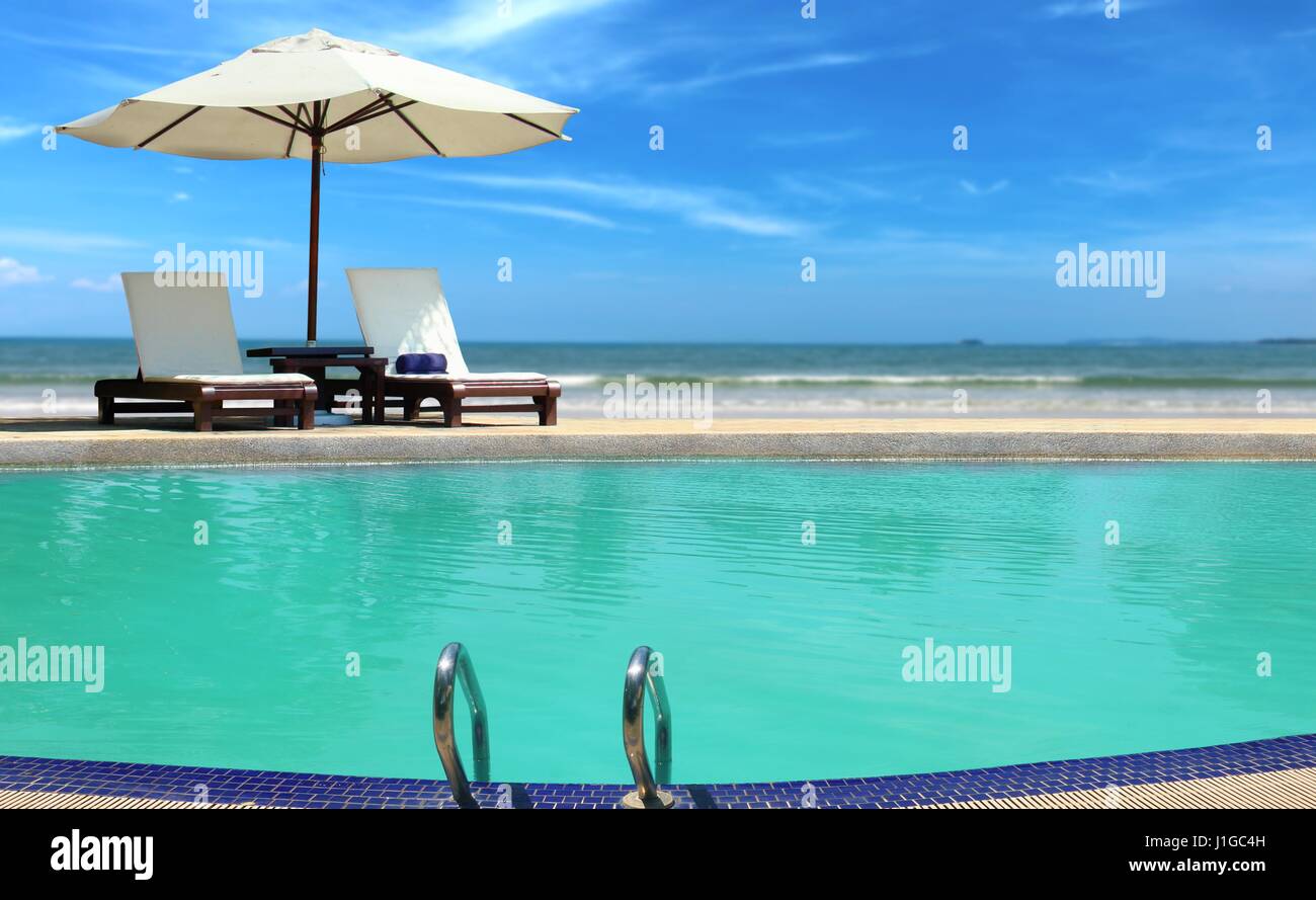 Poolside view near the beach Stock Photo - Alamy