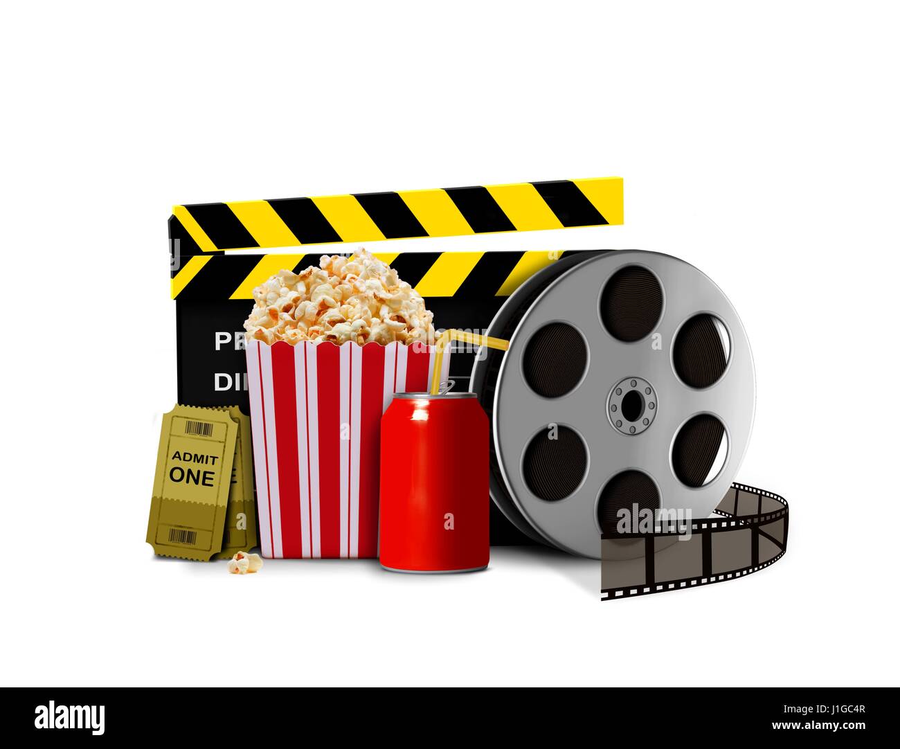 Pop corn with soda and movie shows Stock Photo - Alamy