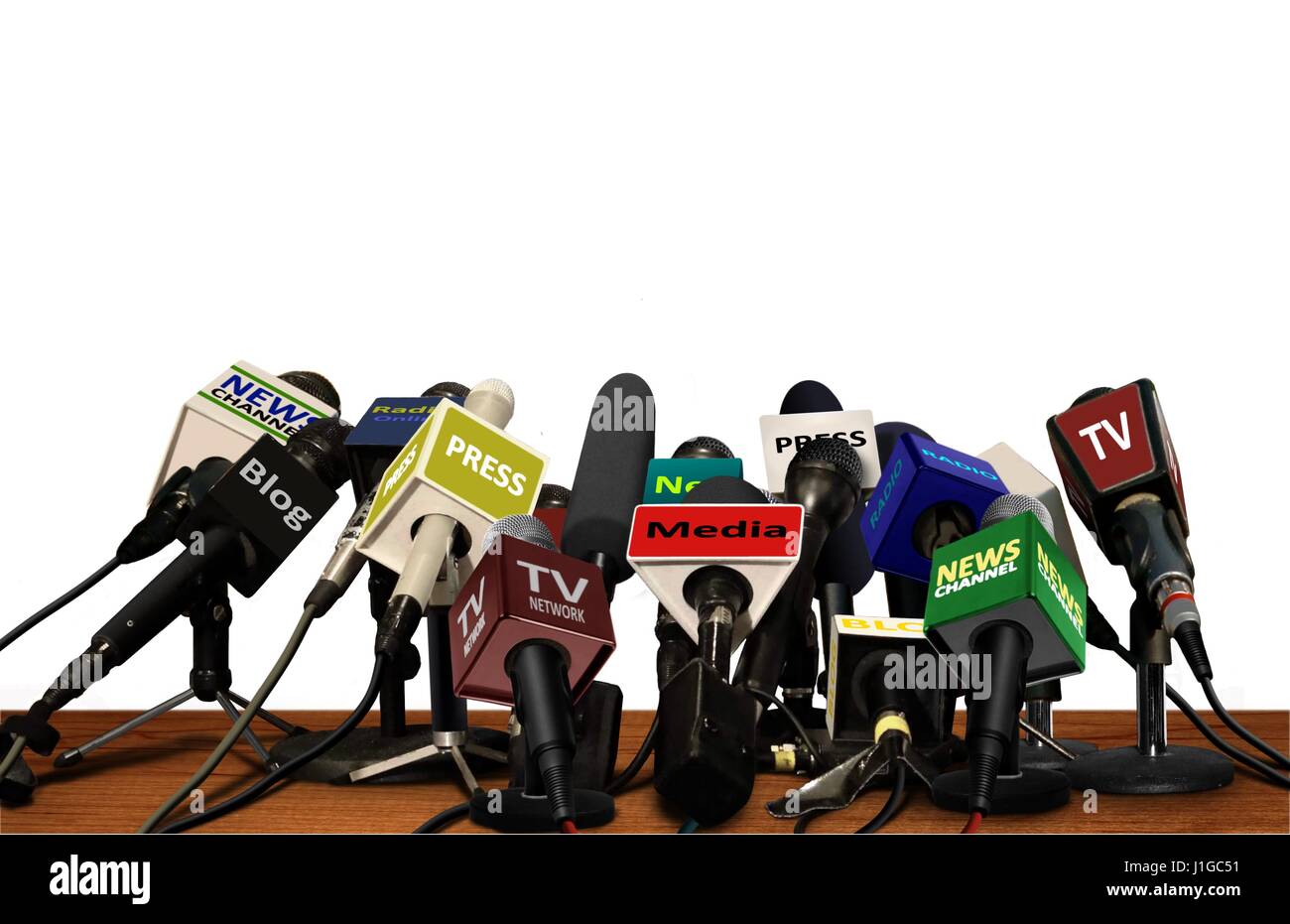 Press Media Conference Microphones Stock Photo - Alamy