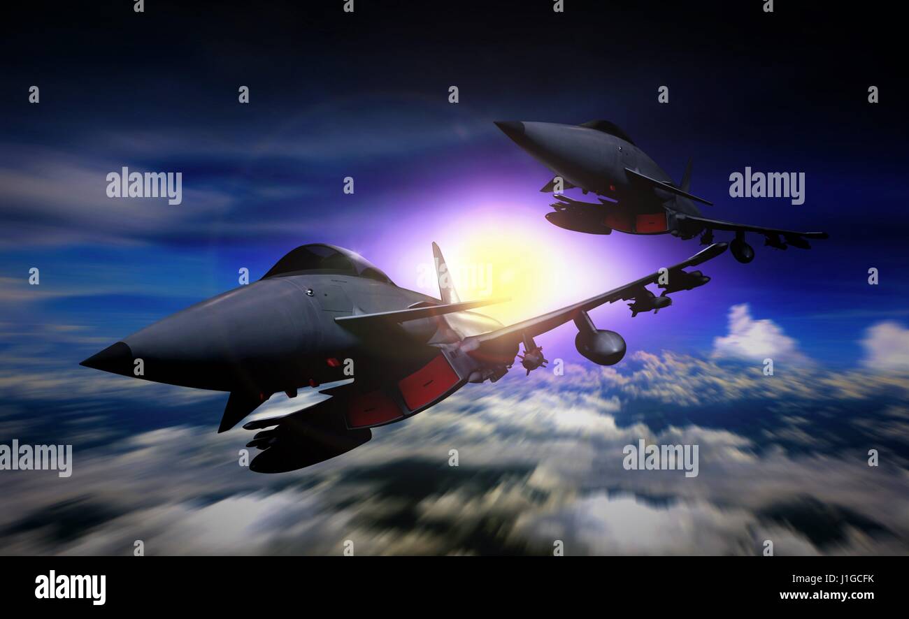 Two fighter jet flying in a mission Stock Photo - Alamy
