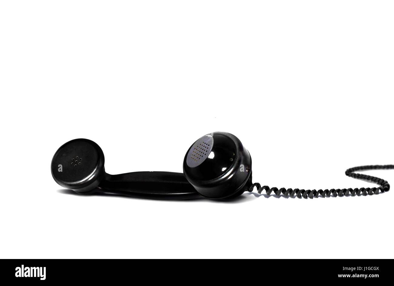 Vintage Telephone Receiver on White Stock Photo - Alamy