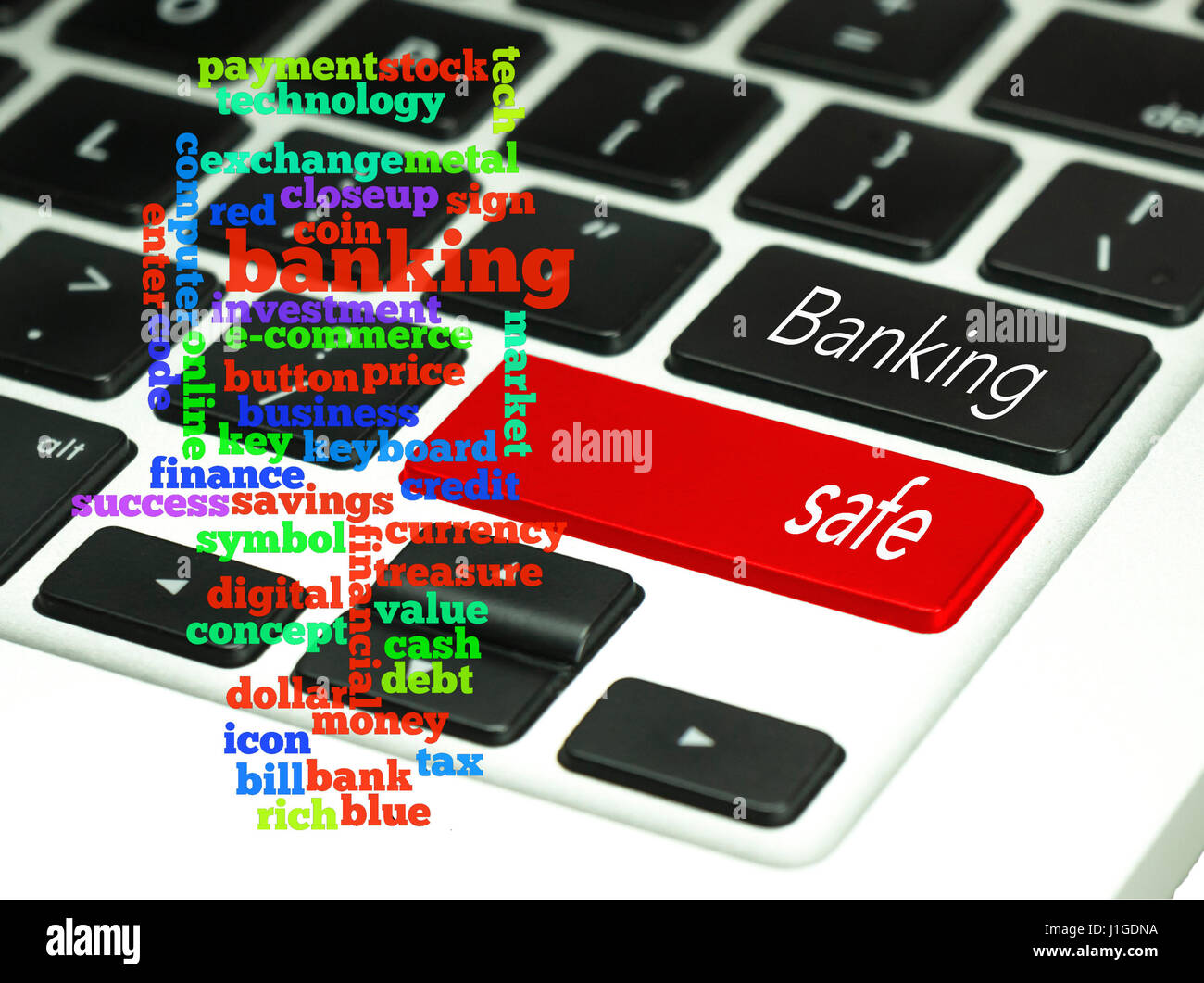 Banking concept on keyboard button Stock Photo - Alamy