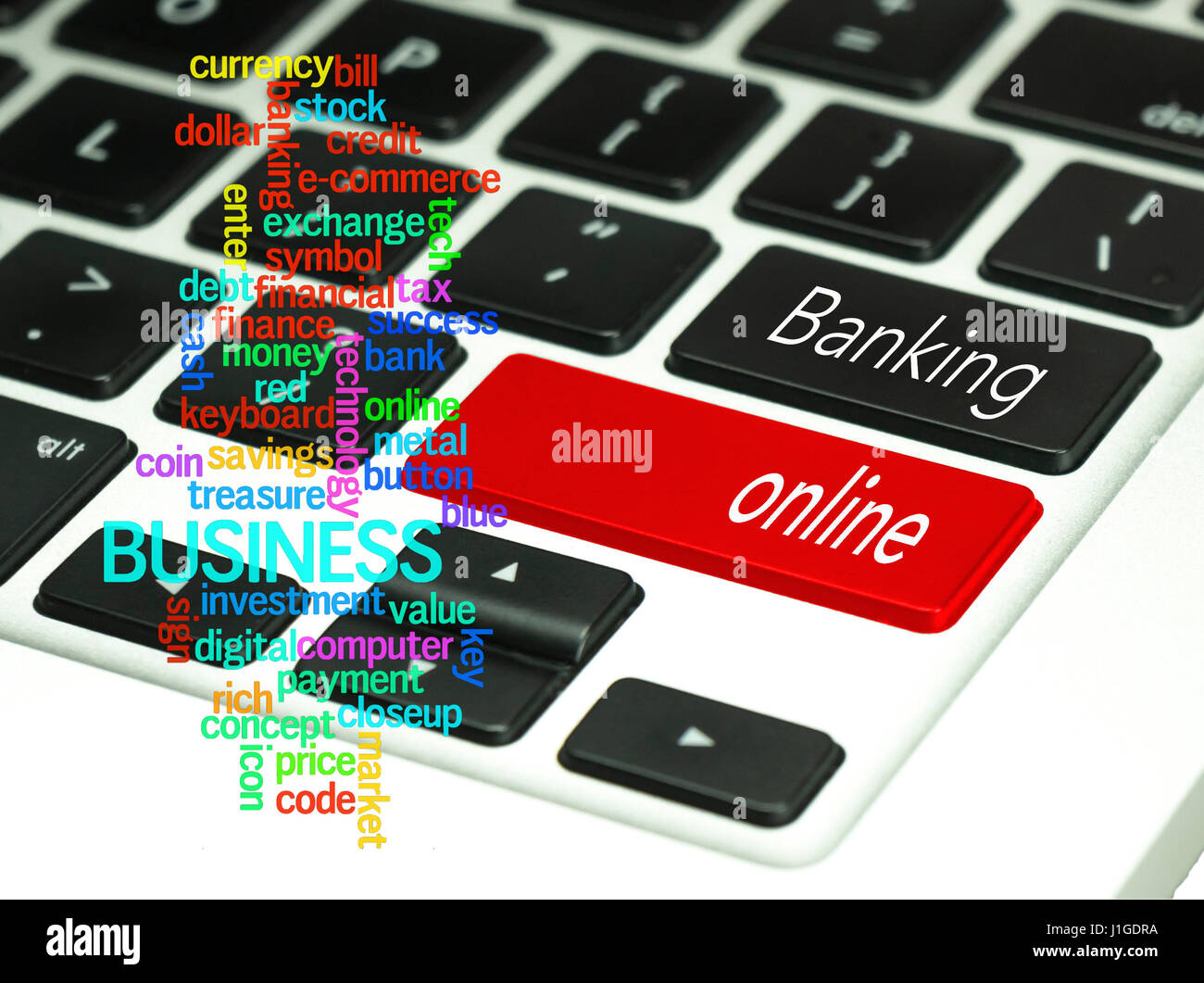 Banking concept on keyboard button Stock Photo - Alamy