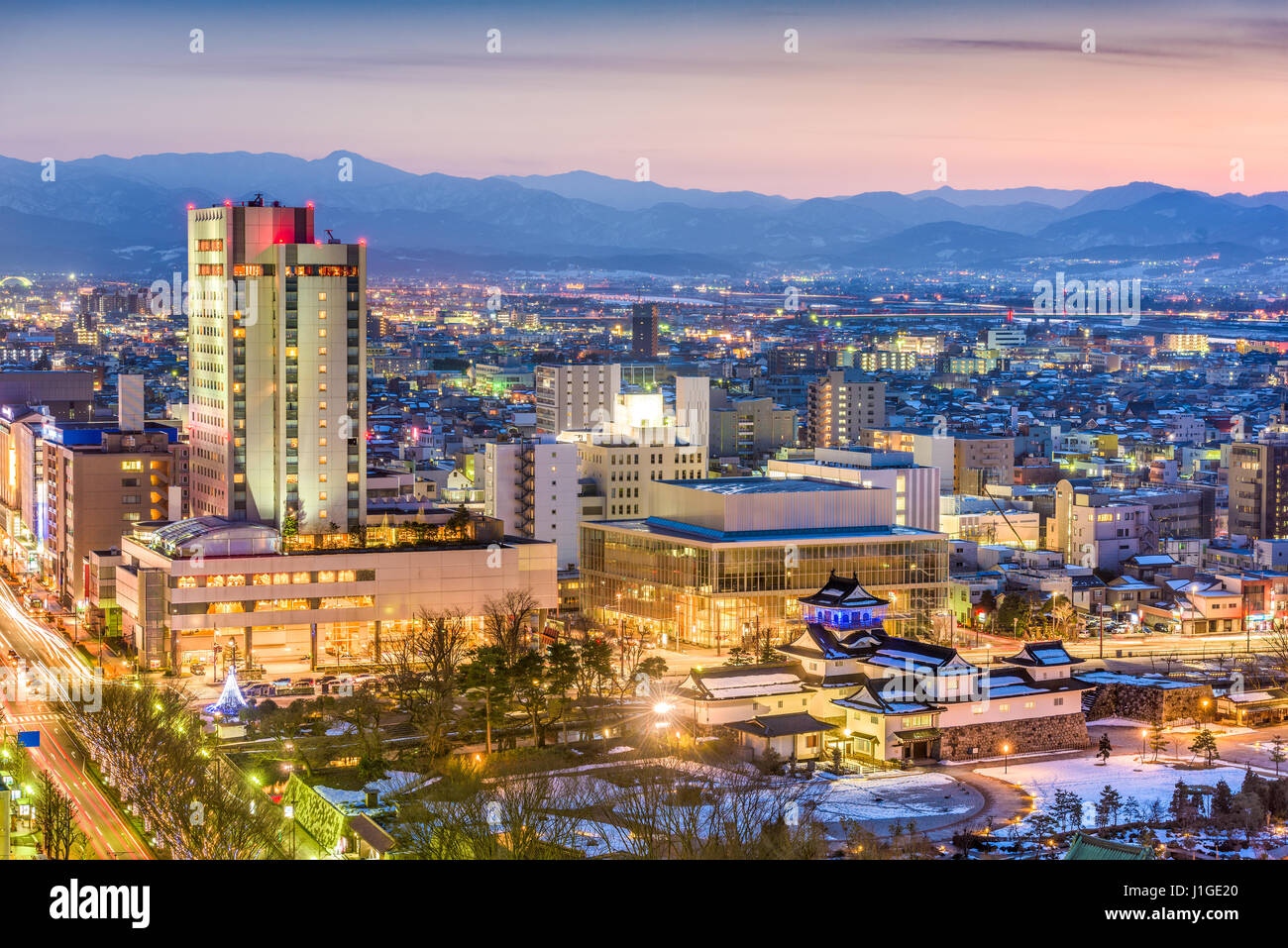 Toyama, Japan downtown city skyline Stock Photo - Alamy