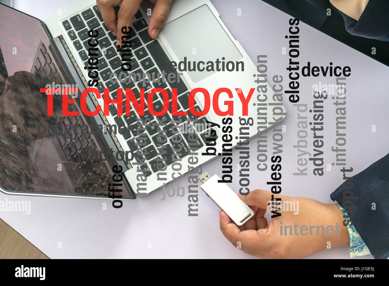 Hand with text. Technology concept Stock Photo - Alamy