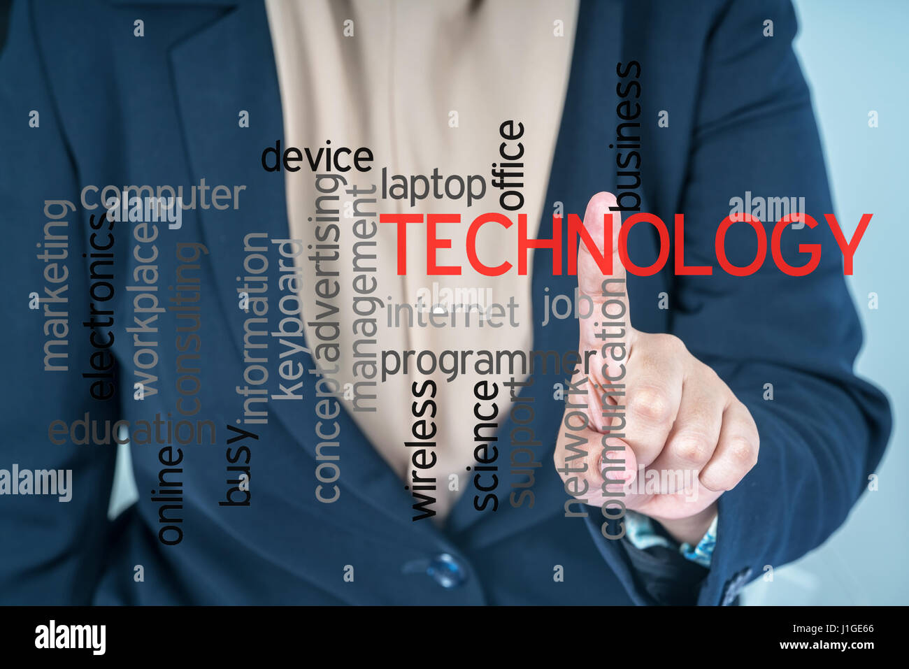 Hand with text. Technology concept Stock Photo - Alamy