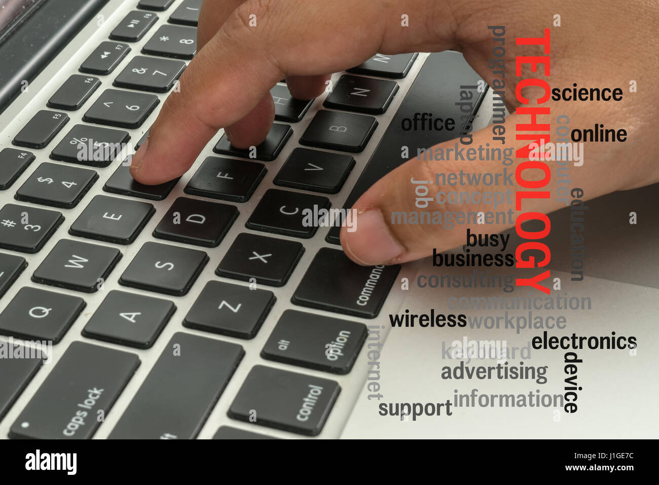 Hand with text. Technology concept Stock Photo - Alamy