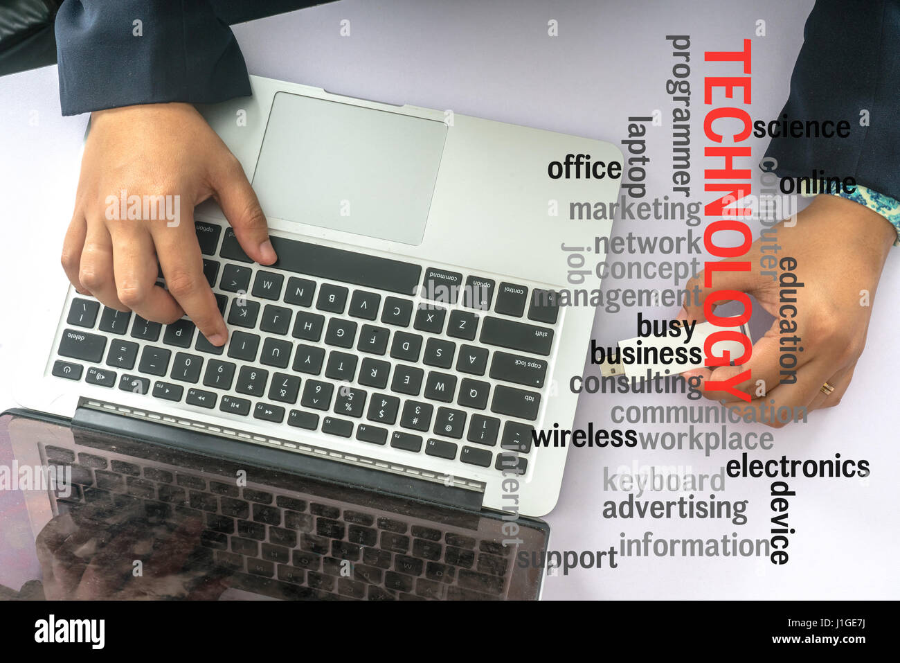 Hand with text. Technology concept Stock Photo - Alamy
