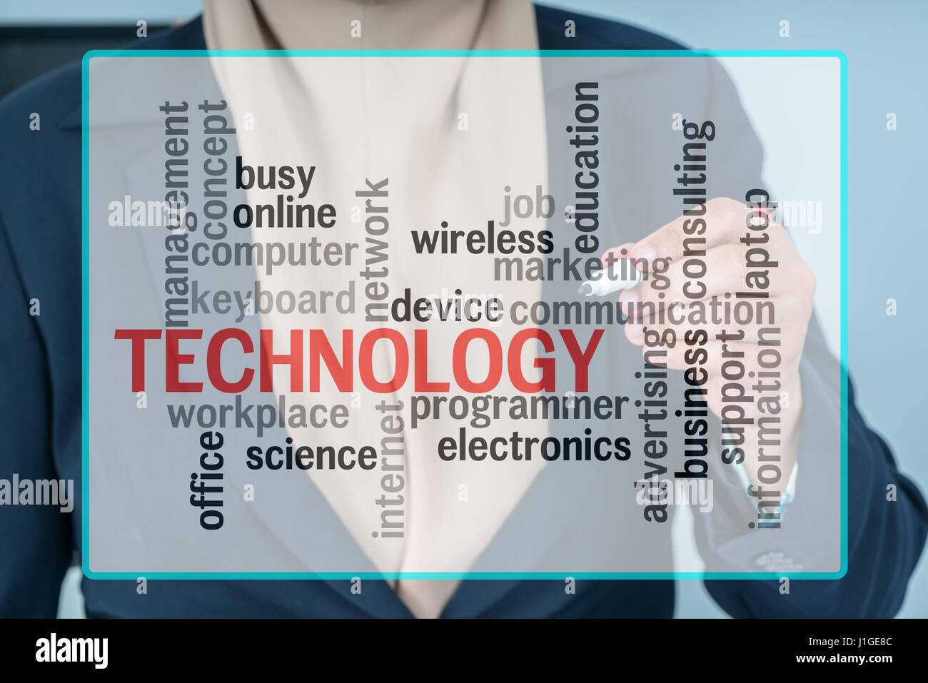 Hand with text. Technology concept Stock Photo - Alamy