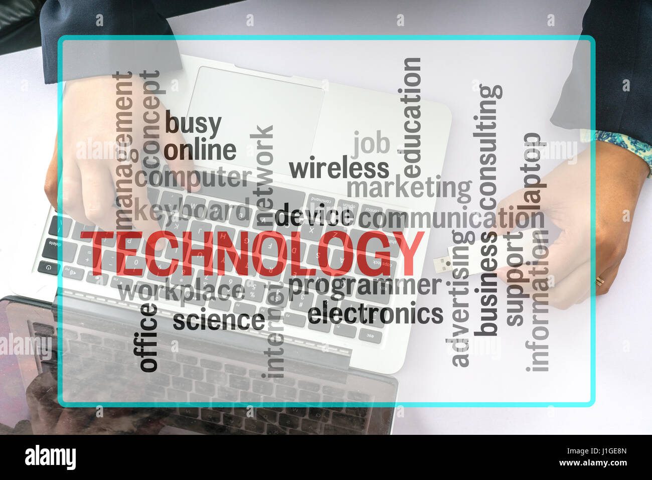 Hand with text. Technology concept Stock Photo - Alamy