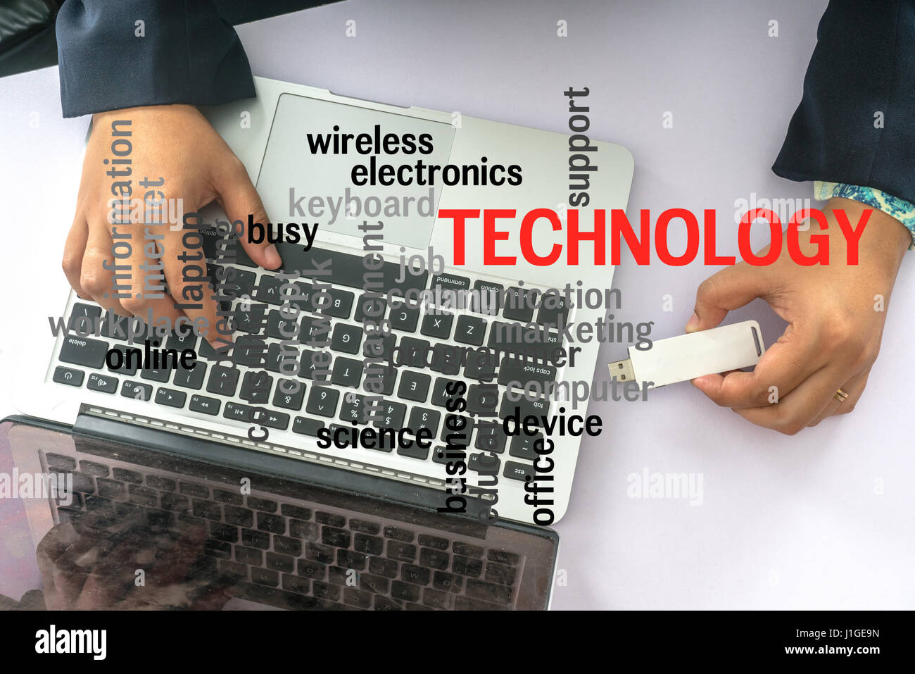 Hand with text. Technology concept Stock Photo - Alamy