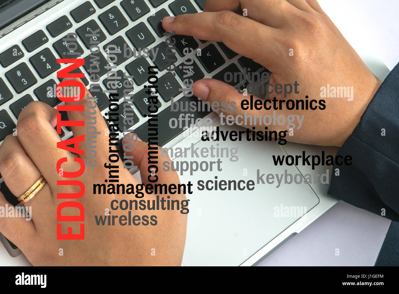 Hand with text. Technology concept Stock Photo - Alamy