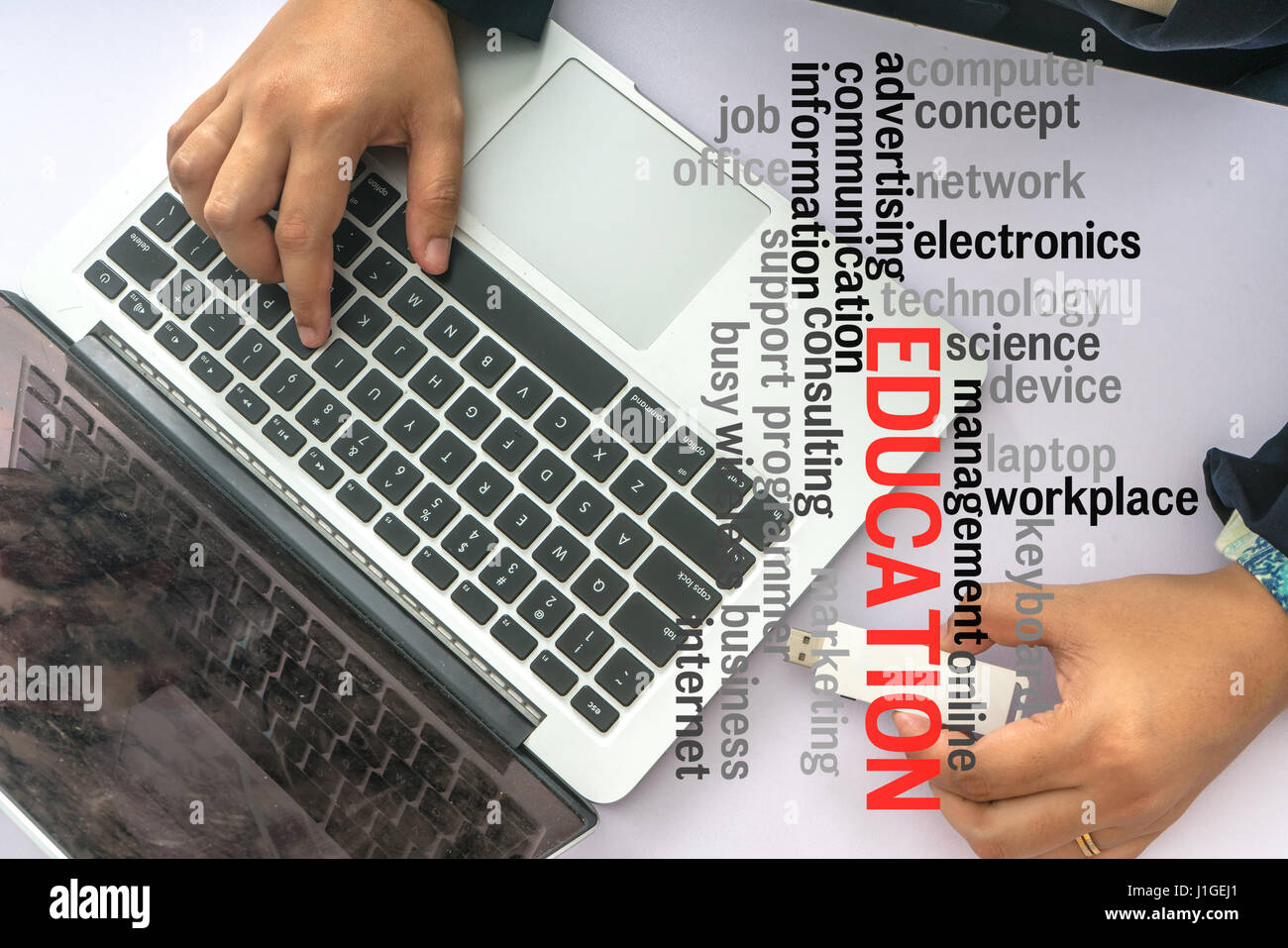 Hand with text. Technology concept Stock Photo - Alamy