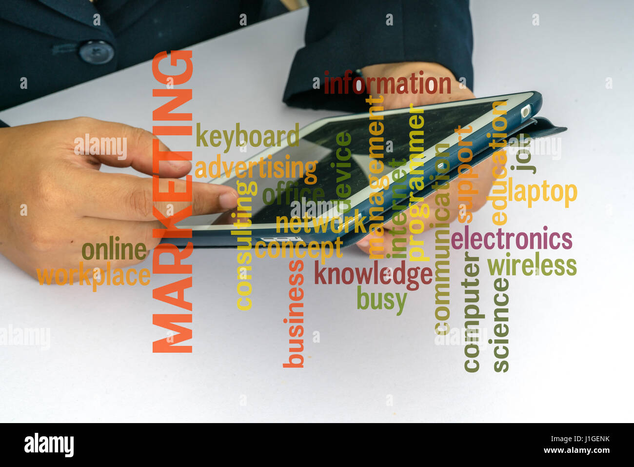 Hand with text. Technology concept Stock Photo - Alamy