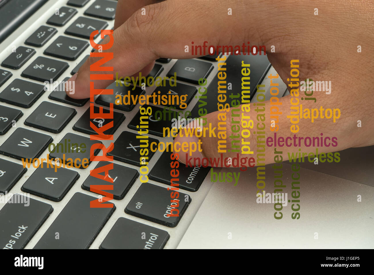 Hand with text. Technology concept Stock Photo - Alamy
