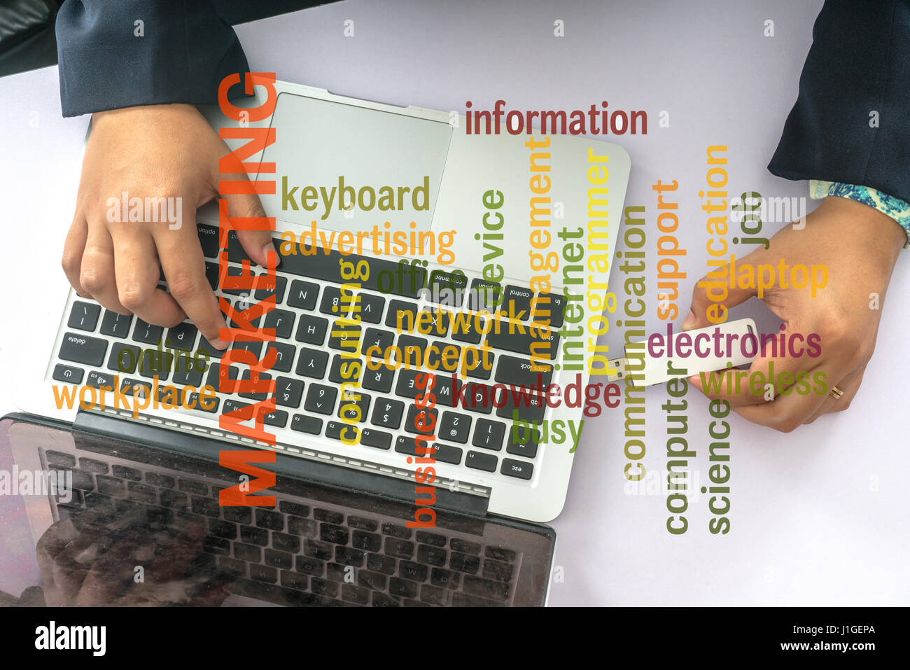 Hand with text. Technology concept Stock Photo - Alamy