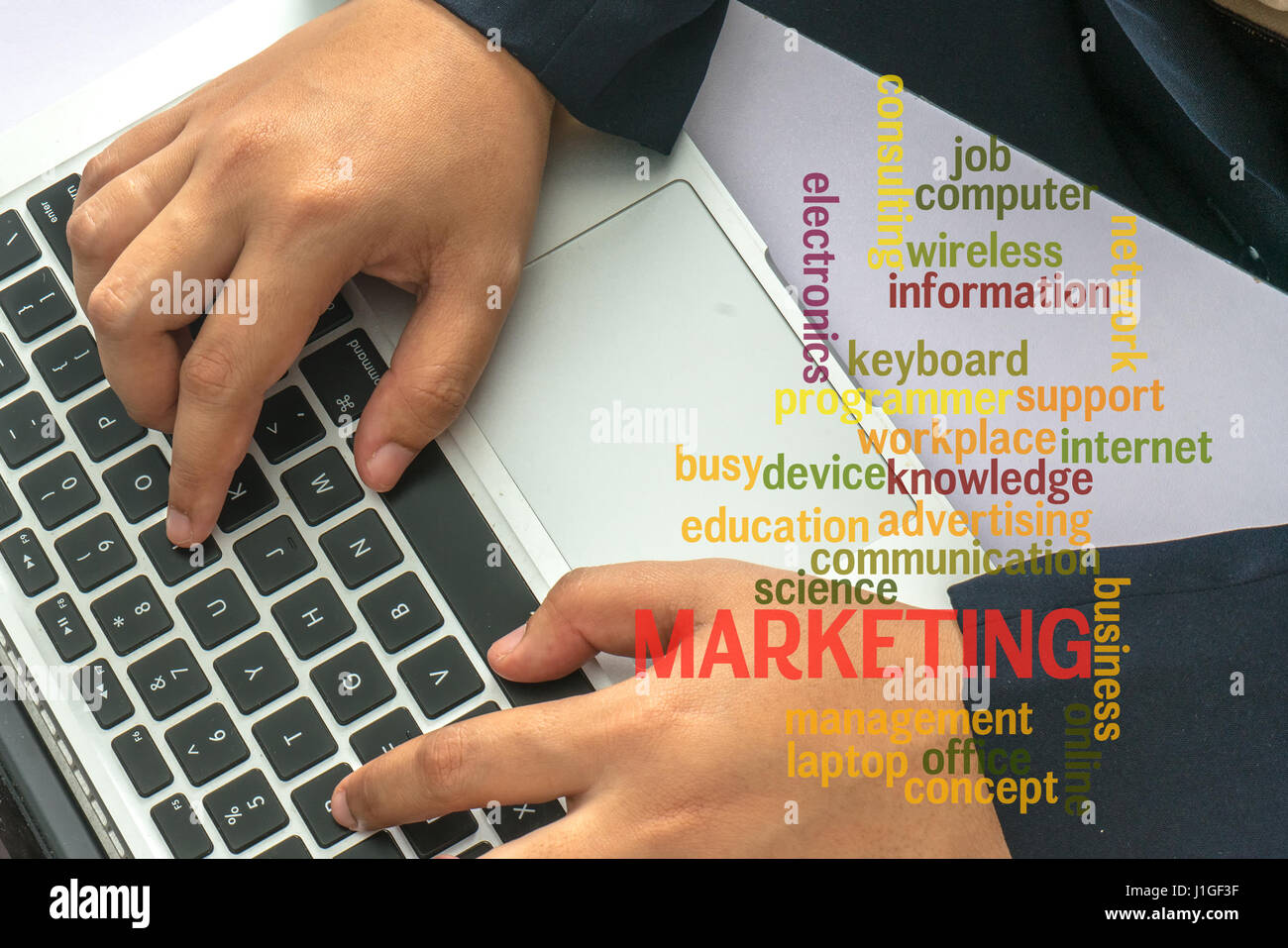 Hand with text. Technology concept Stock Photo - Alamy