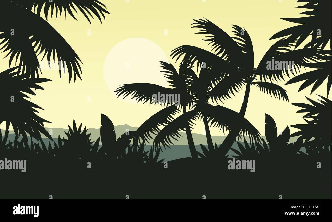 Palm tree on hill Stock Vector Images - Alamy