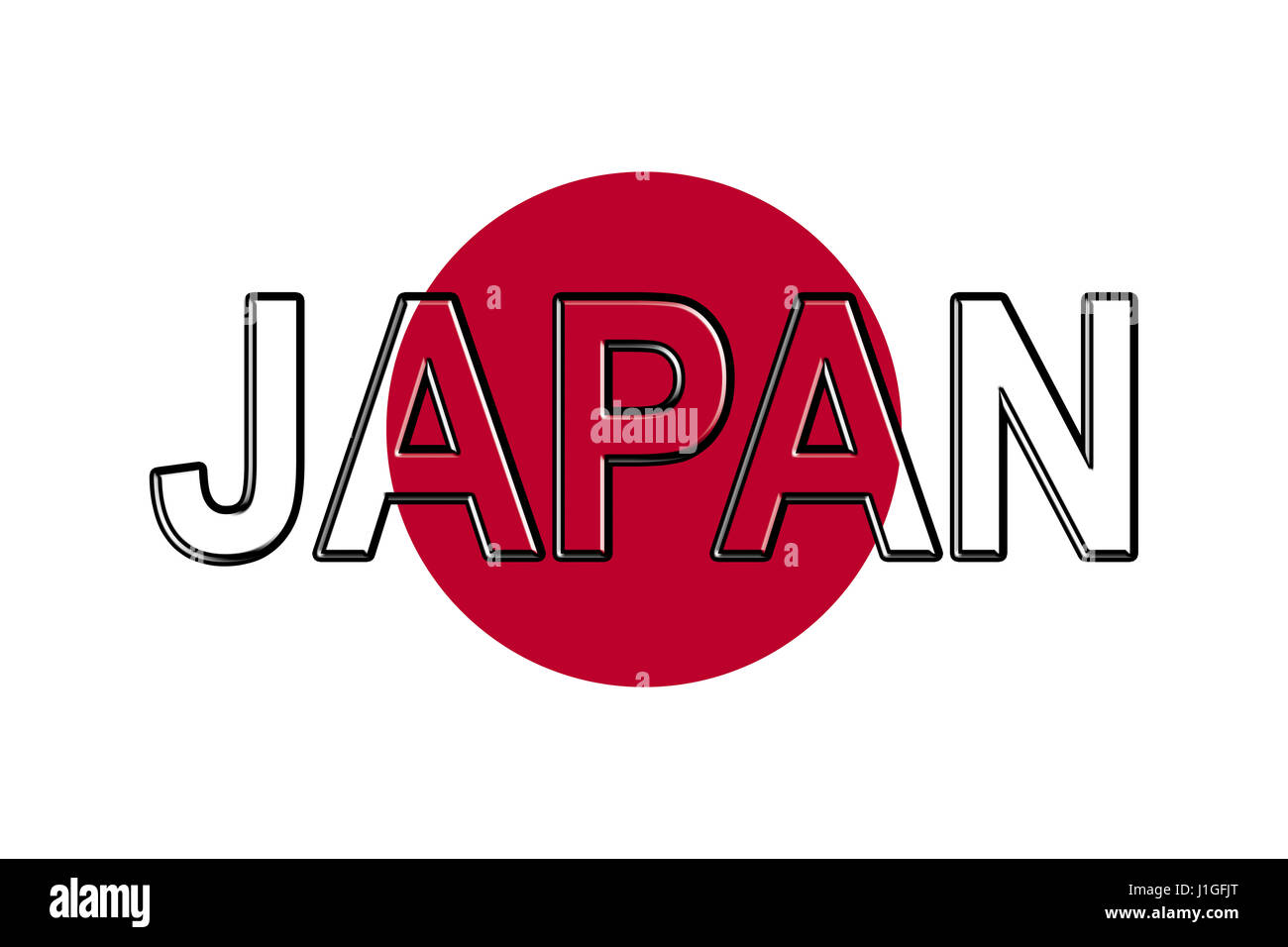 Illustration of the flag of Japan with the country written on the flag ...