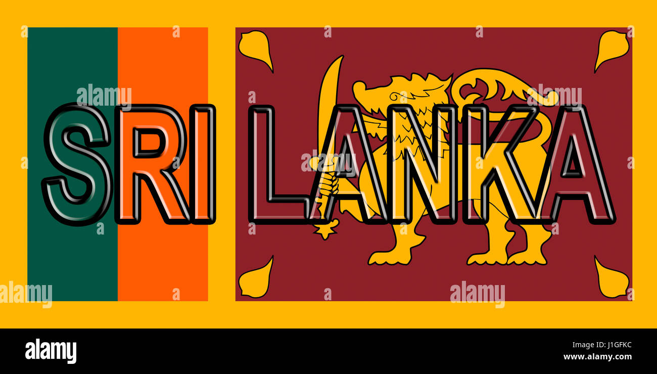 Illustration of the flag of Sri Lanka with the country written on the ...