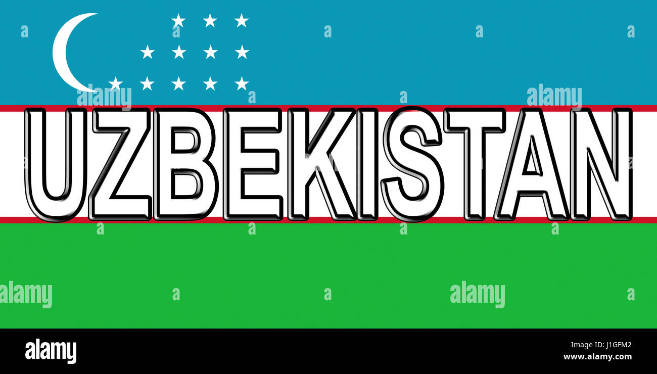 Illustration of the flag of Uzbekistan with the country written on the ...