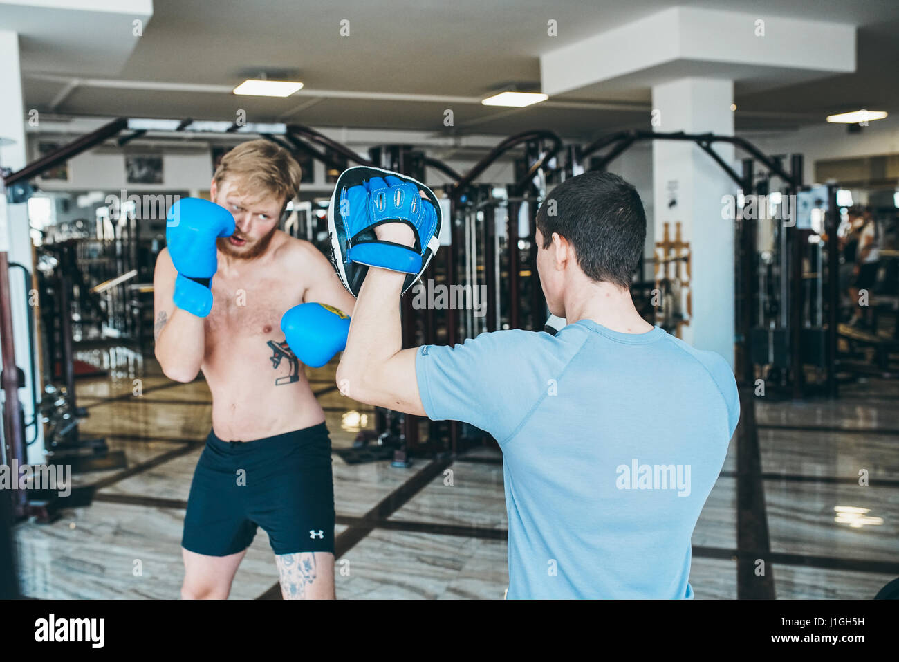 Men practicing boxing in gym Stock Photo - Alamy