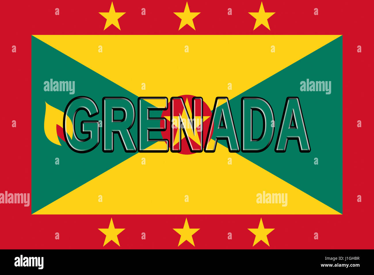 Illustration of the flag of Grenada with the country written on the ...