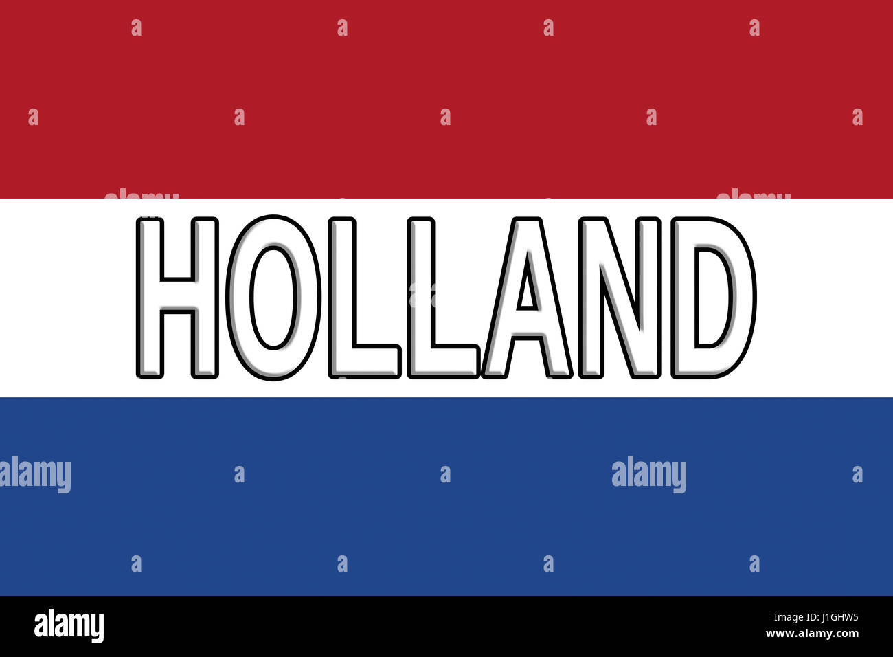 Illustration of the national flag of Holland with the word Holland ...