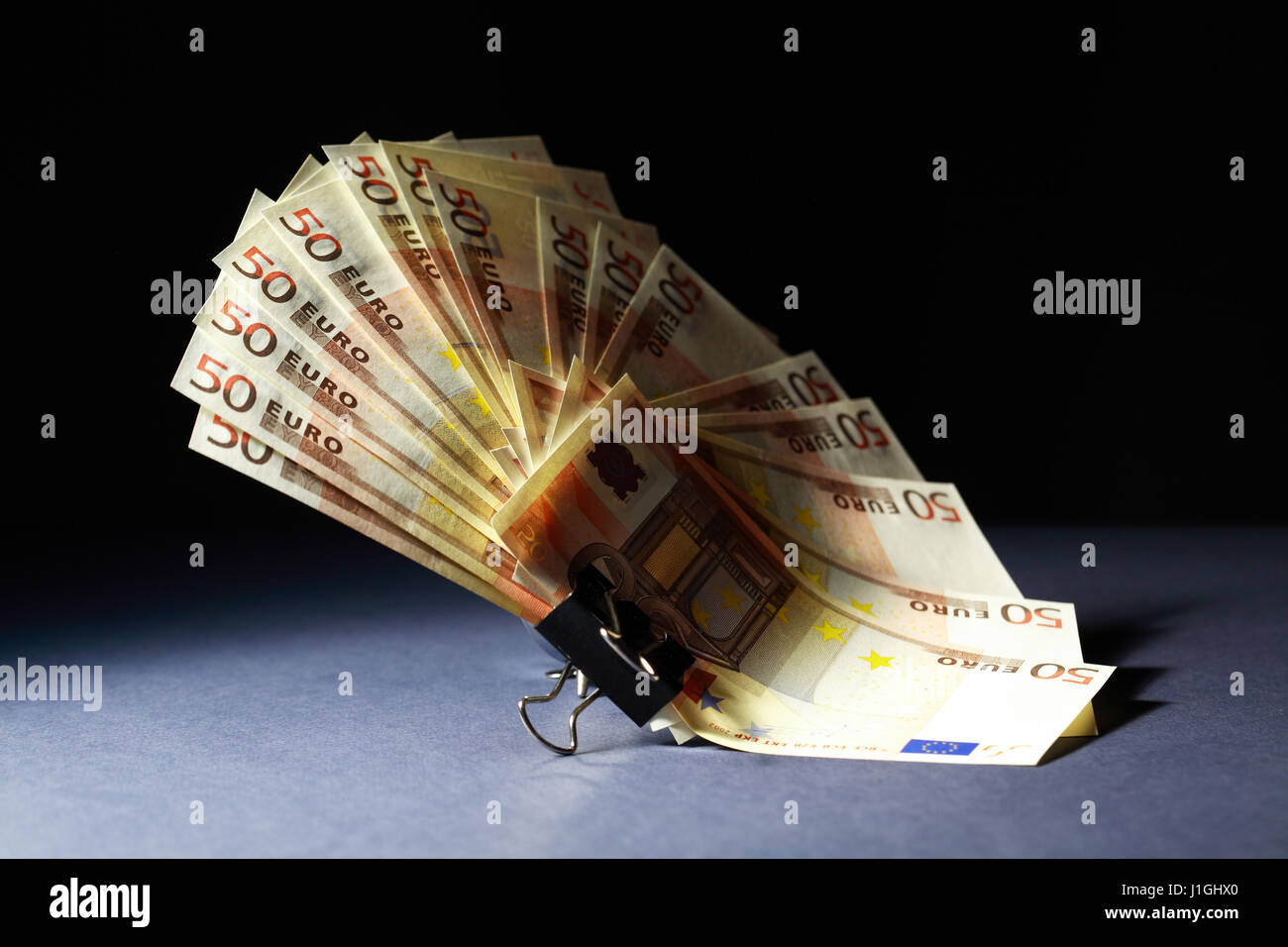 European Union currency bank notes as fan on dark background Stock ...