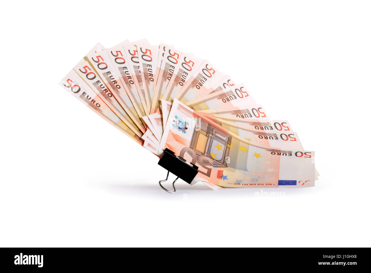 European Union currency bank notes as fan on white background. Clipping ...