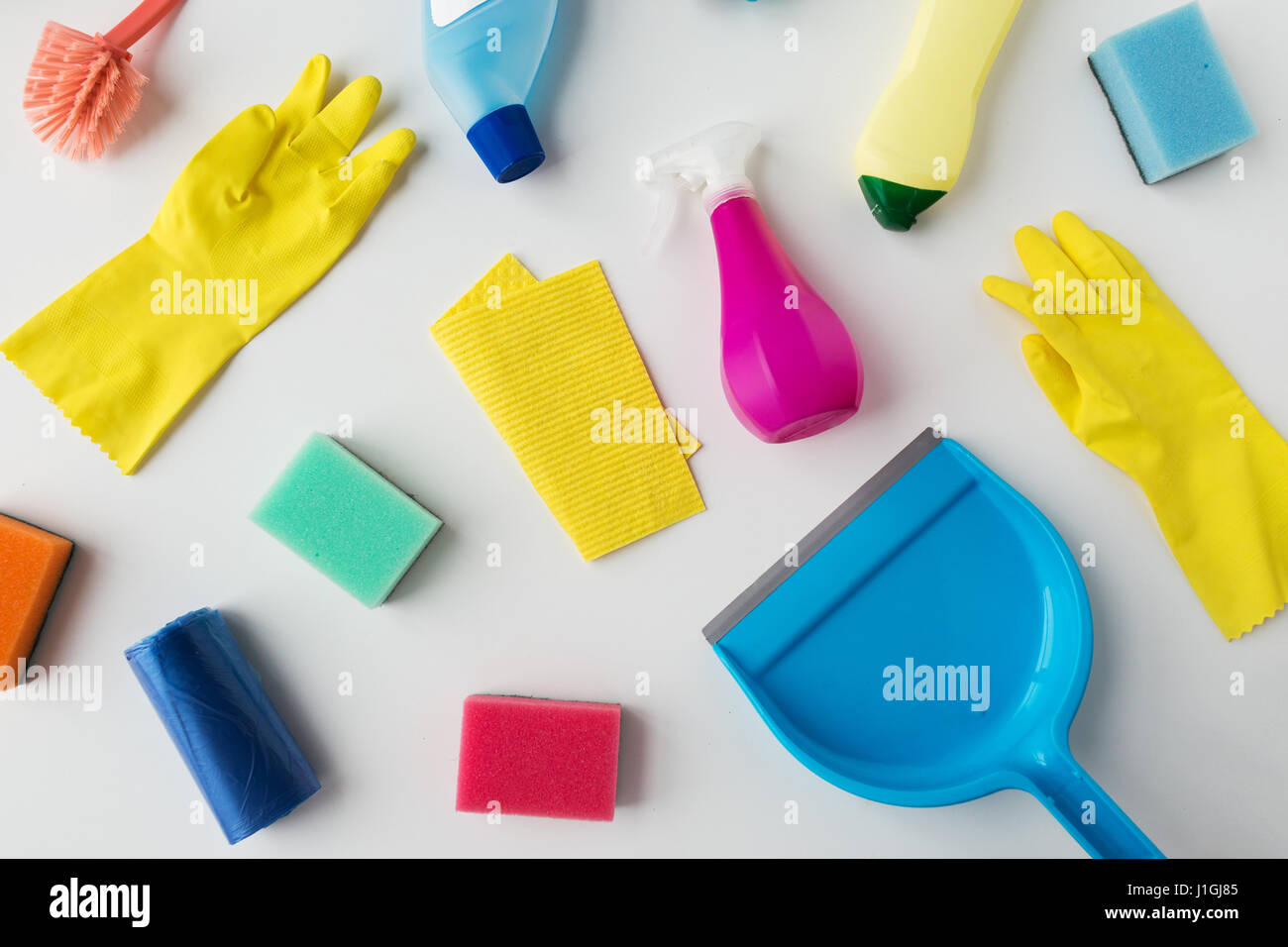 cleaning stuff on white background Stock Photo - Alamy