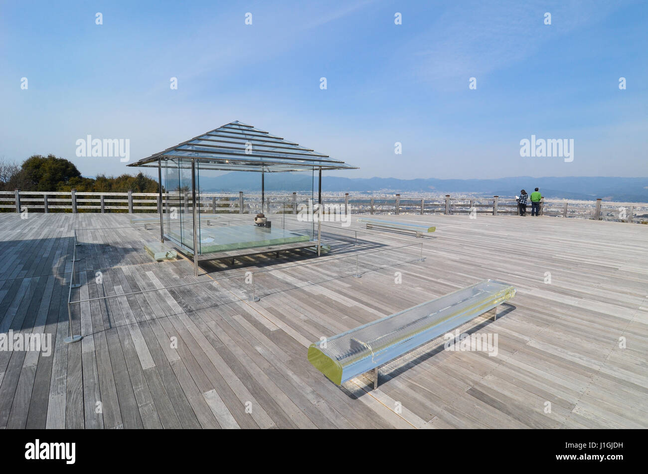 The Kou-an Glass Teahouse on the wooden observation deck of Seiryuden ...
