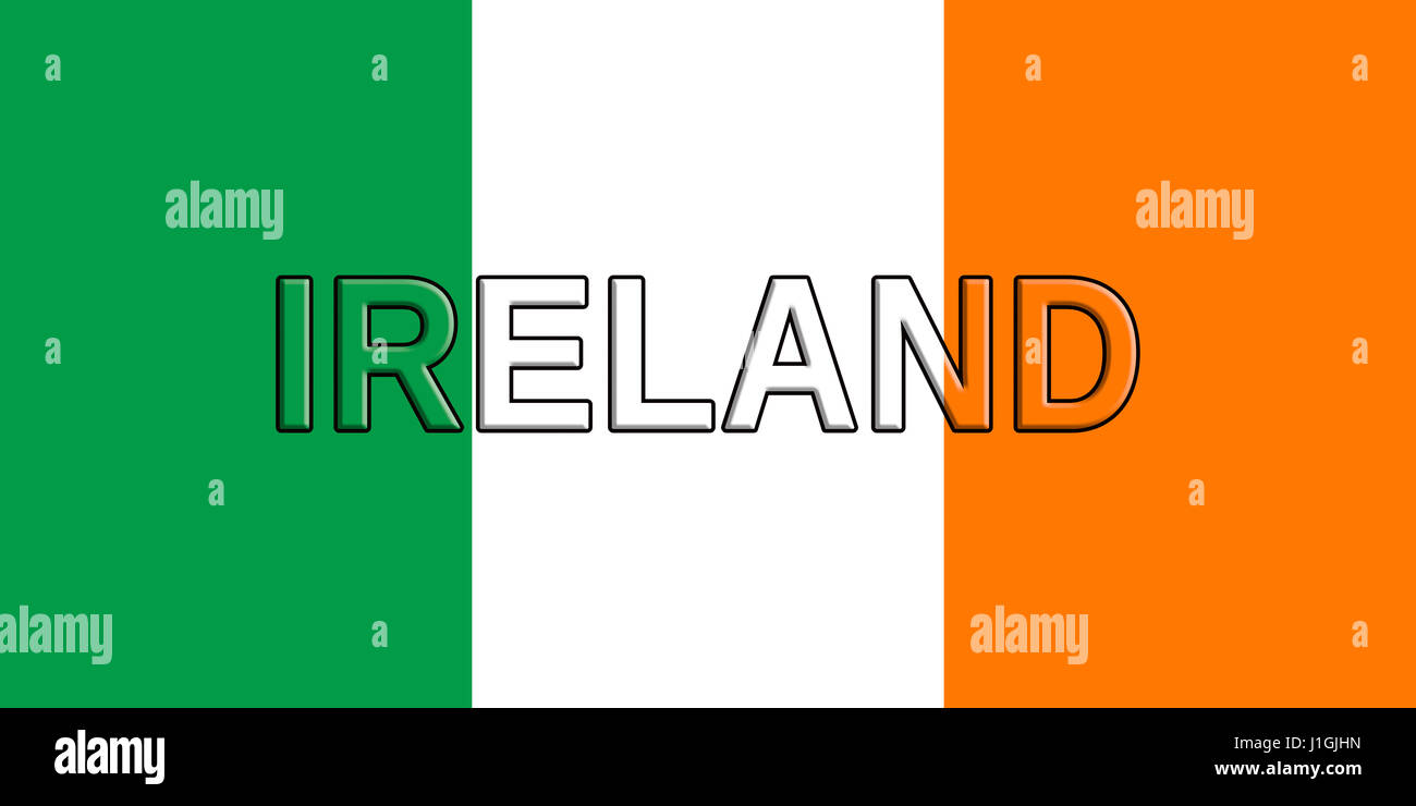 Illustration of the flag of Ireland with the country written on the ...