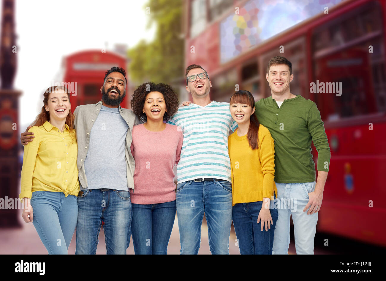 international group of people over london city Stock Photo - Alamy
