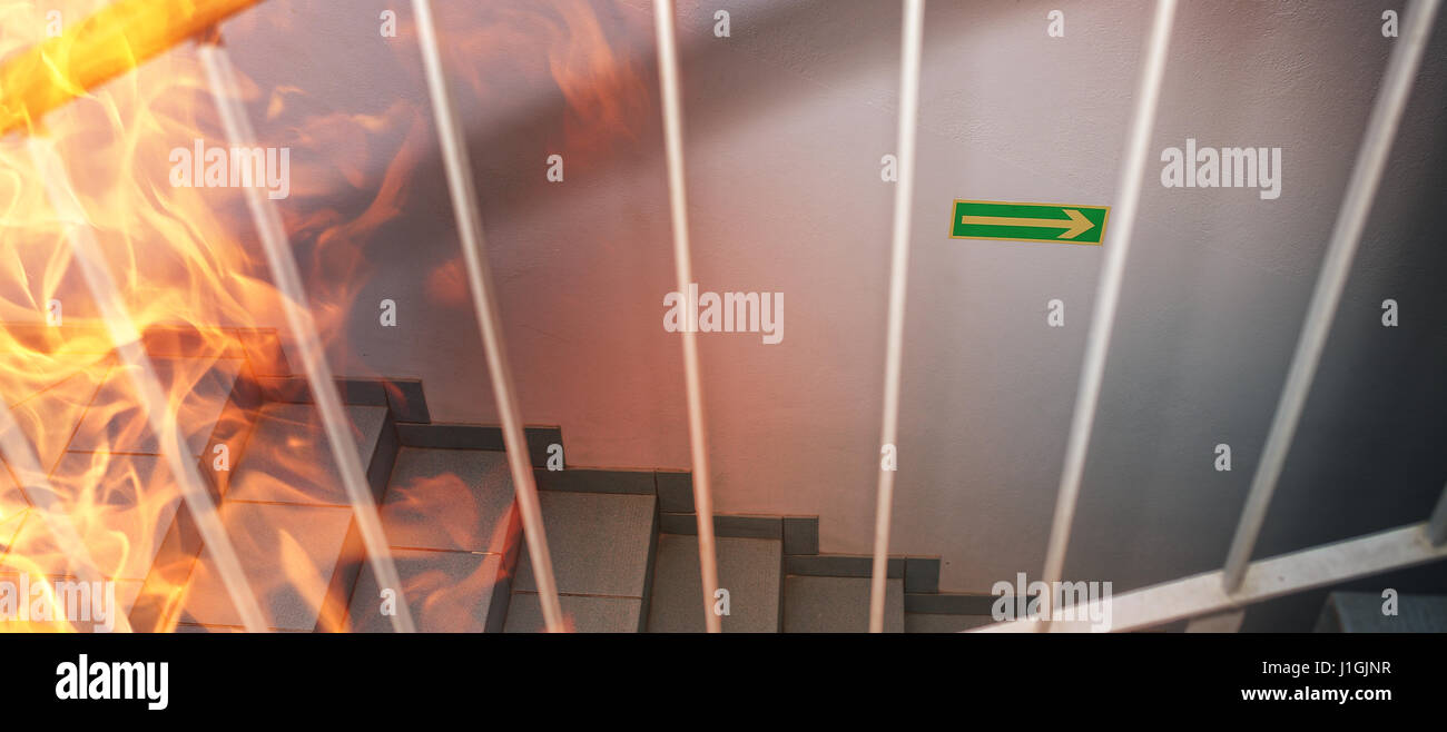 Building on fire - emergency exit Stock Photo - Alamy