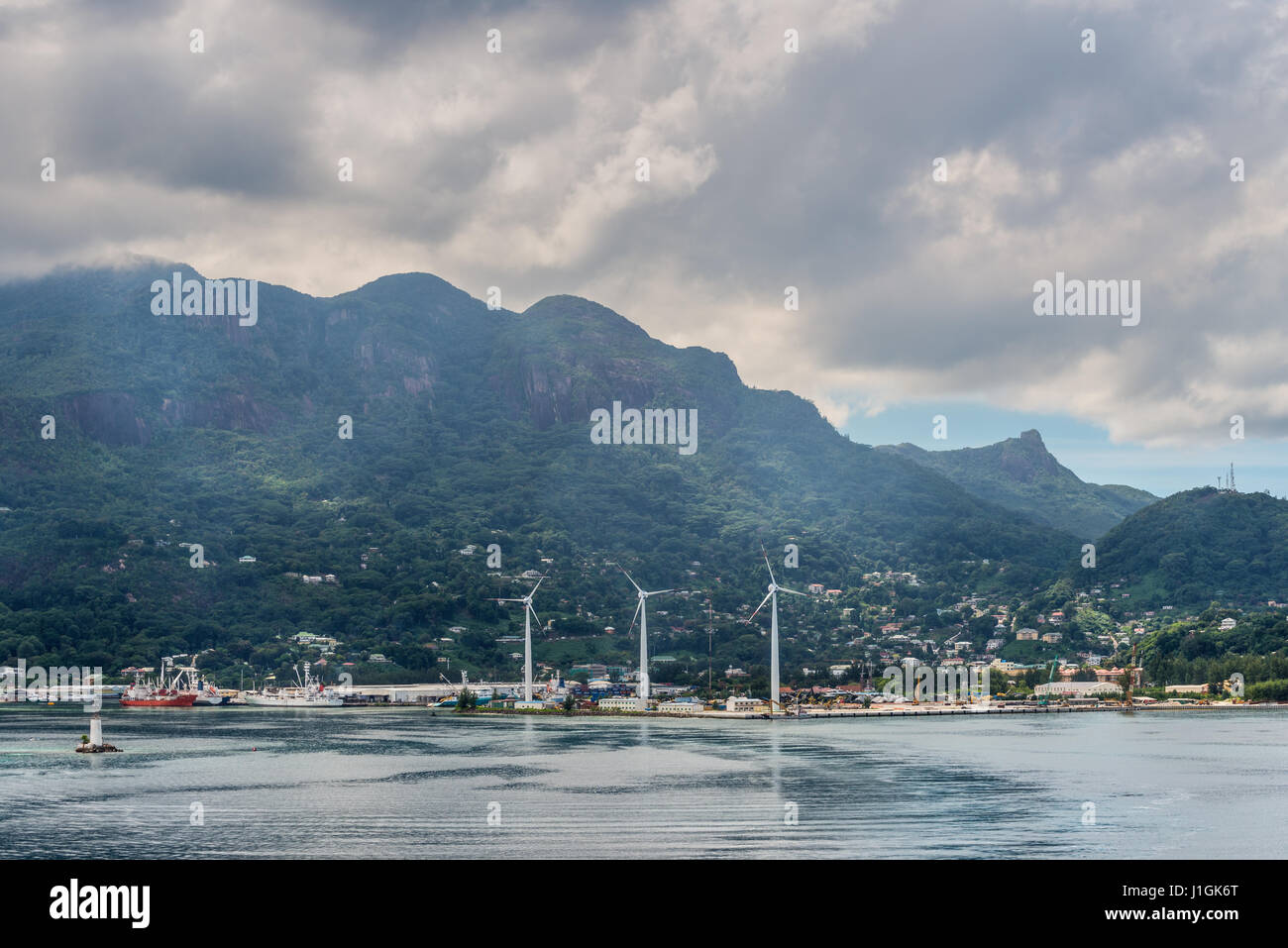 Victoria, Mahe island, Seychelles - December 17, 2015: Panoramic view ...