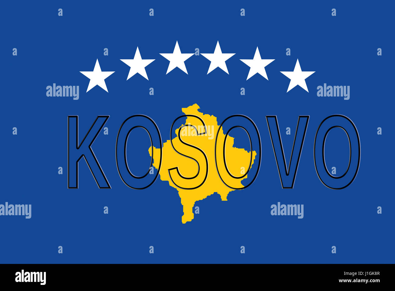 Illustration of the flag of Kosovo with the country written on the Flag ...