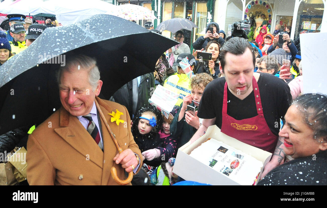 Prince Charles visited the historic town of Clitheroe, Lancashire. he ...