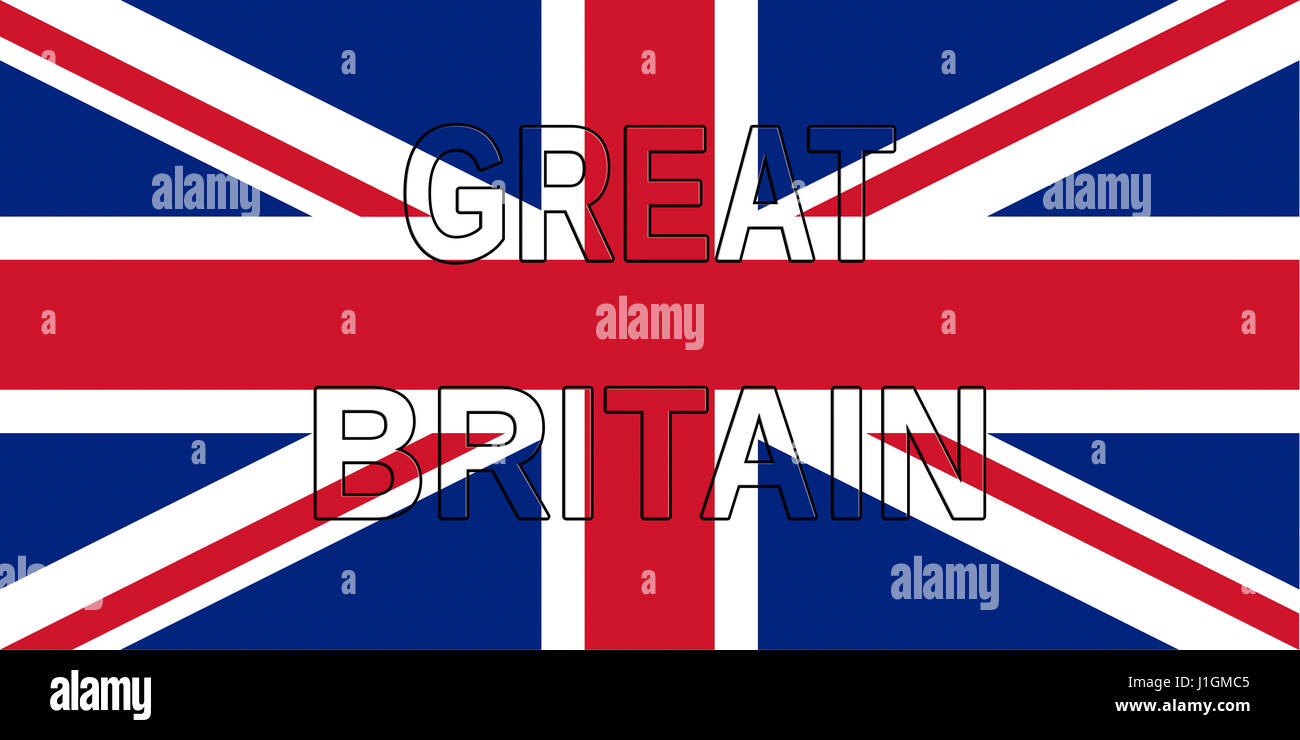 Illustration of a Union Jack with the word Great Britain on it Stock ...