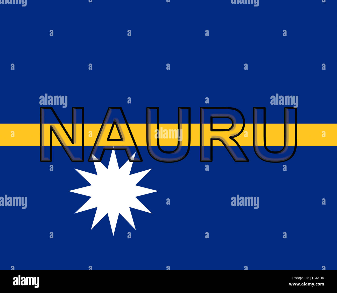 Illustration of the flag of Nauru with the country written on the flag ...