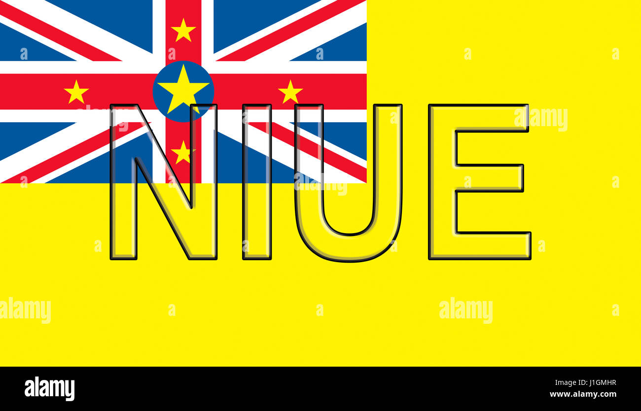 Illustration of the national flag of Niue with the country written on ...