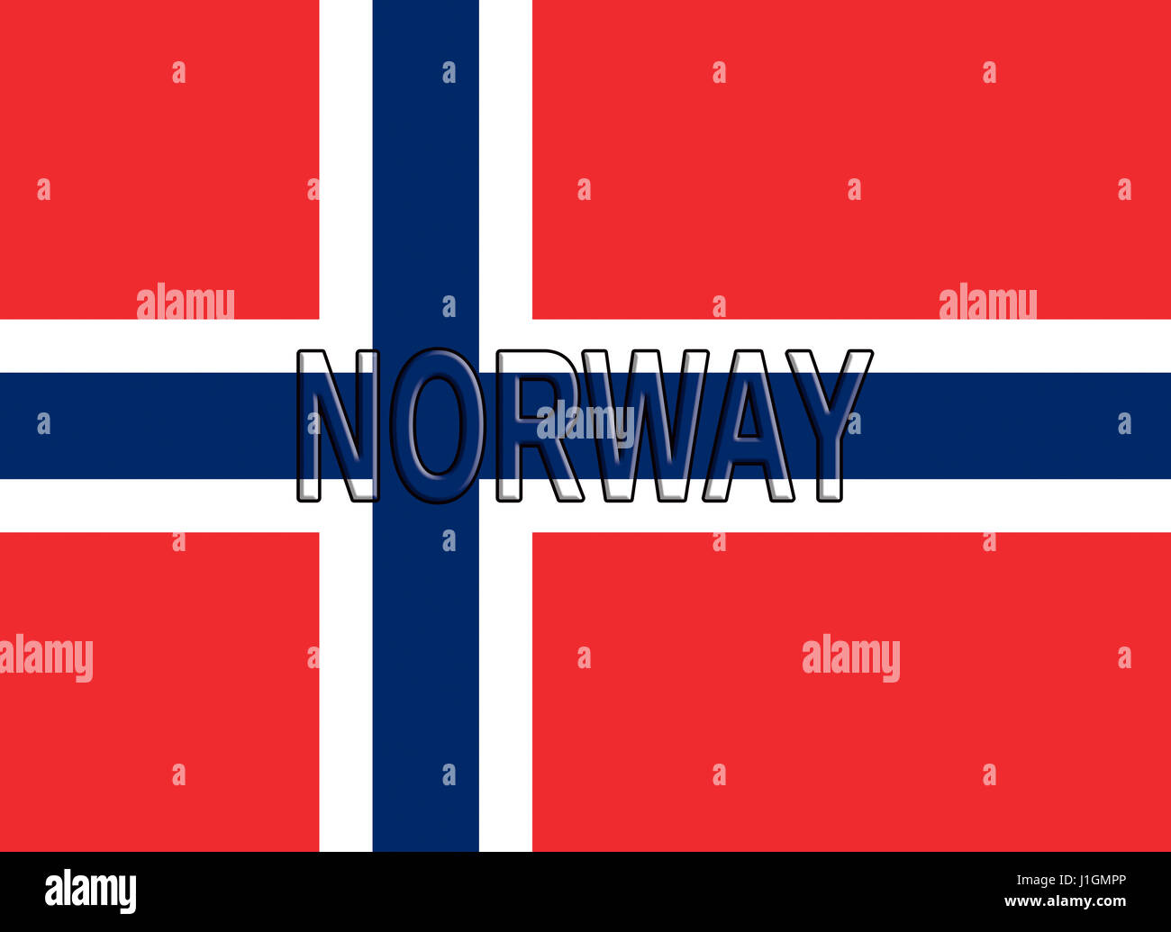 Illustration of the flag of Norway with the country written on the flag ...