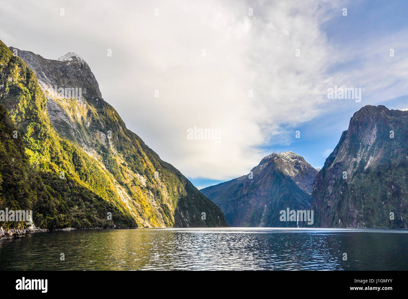 Entering the fiord in the Milford Sound, one of the most beautiful ...