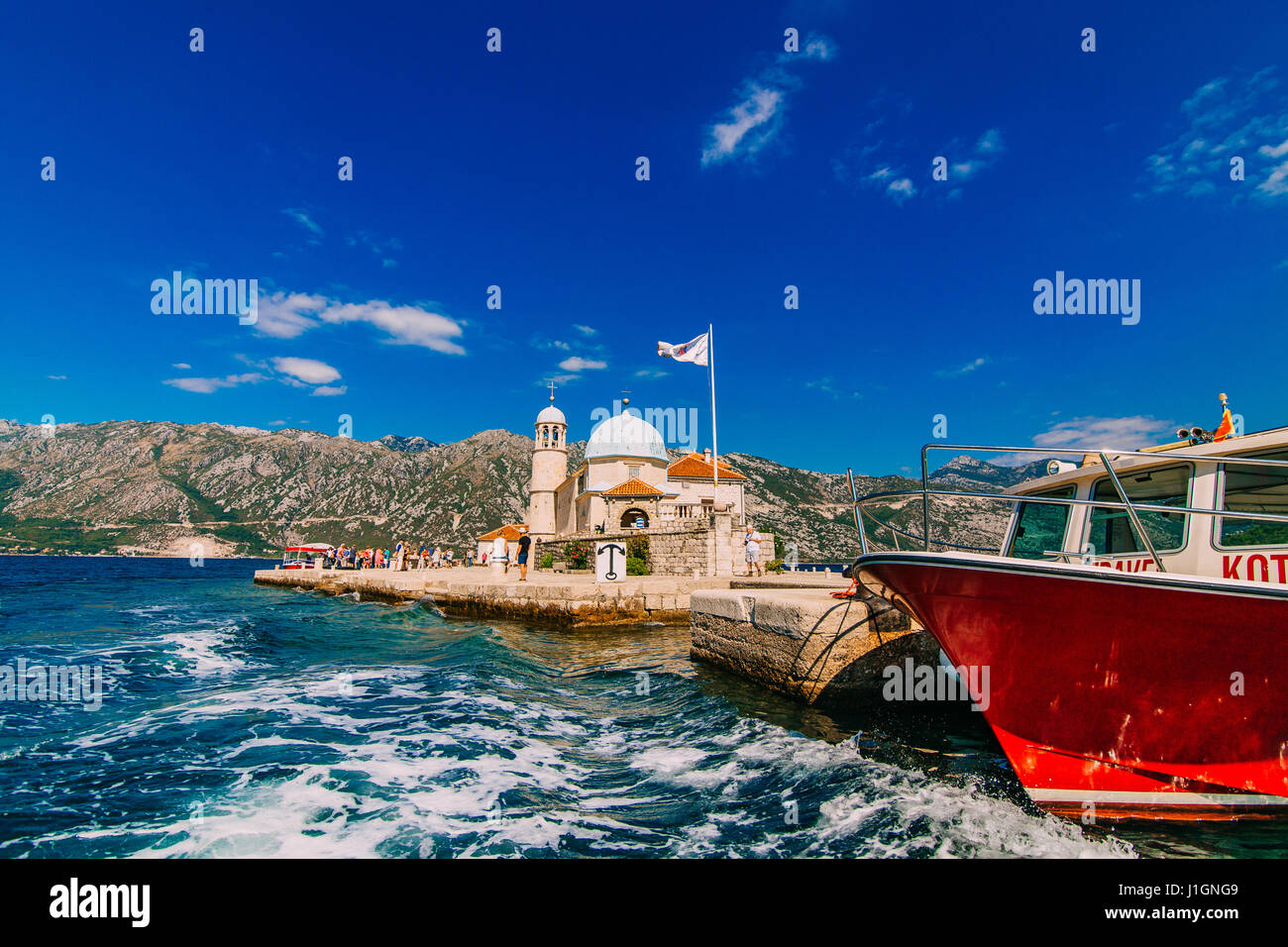 The island of Gospa od Skrpela in the Boko-Kotorsky Gulf Stock Photo ...