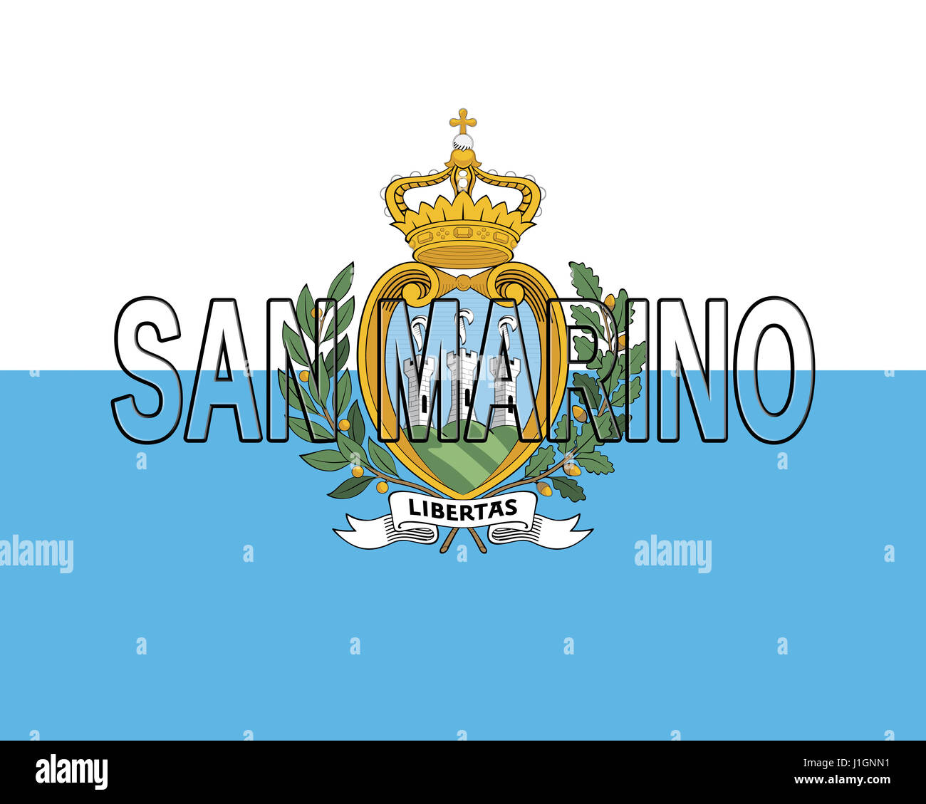 Illustration of the national flag of San Marino with the country ...