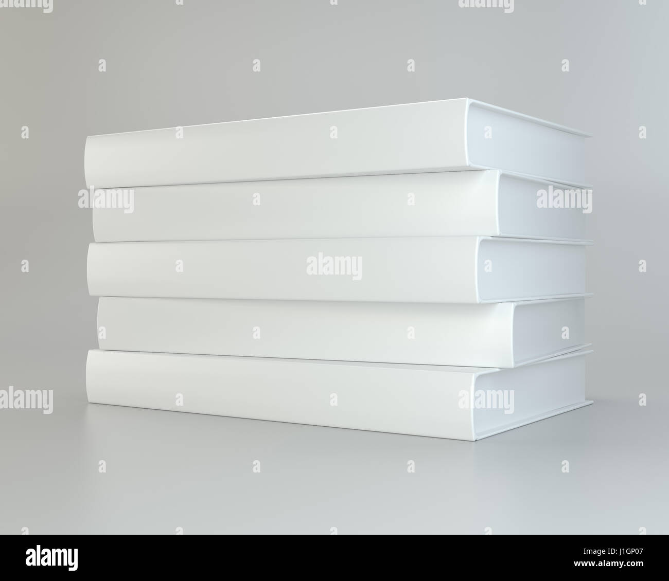 white stack realistic of books on gray background Stock Photo - Alamy