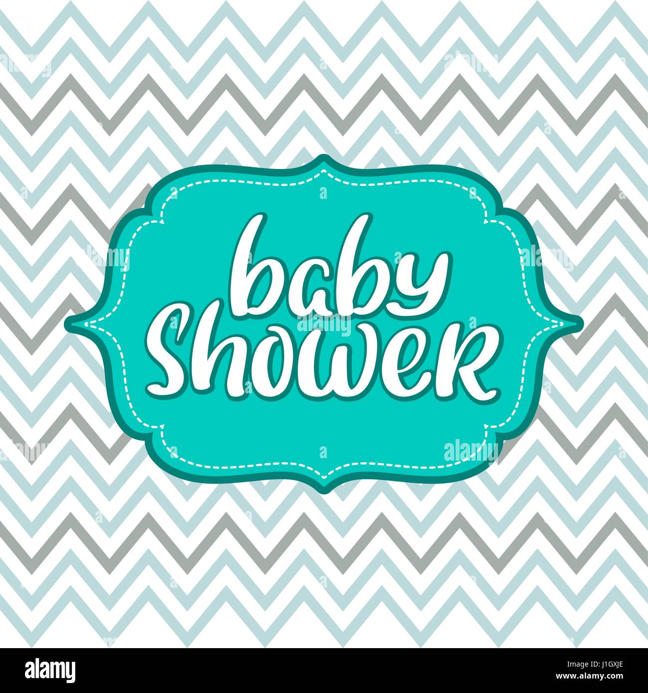 Baby shower vector vintage text on chevron background. Calligraphy ...