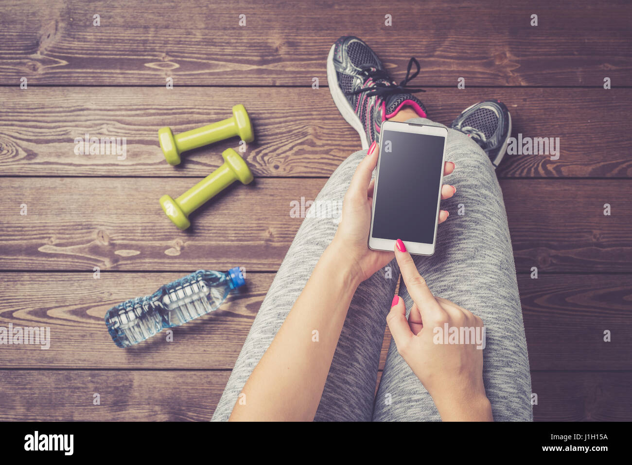 Female fitness exercise. Top view Stock Photo - Alamy