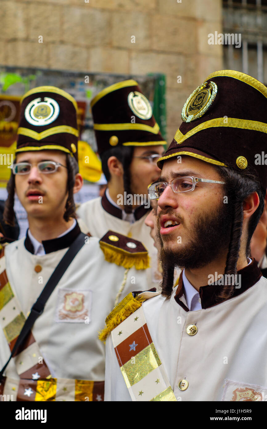 JERUSALEM, ISRAEL - MARCH 13, 2017: Ultra-orthodox Jewish men, some in ...