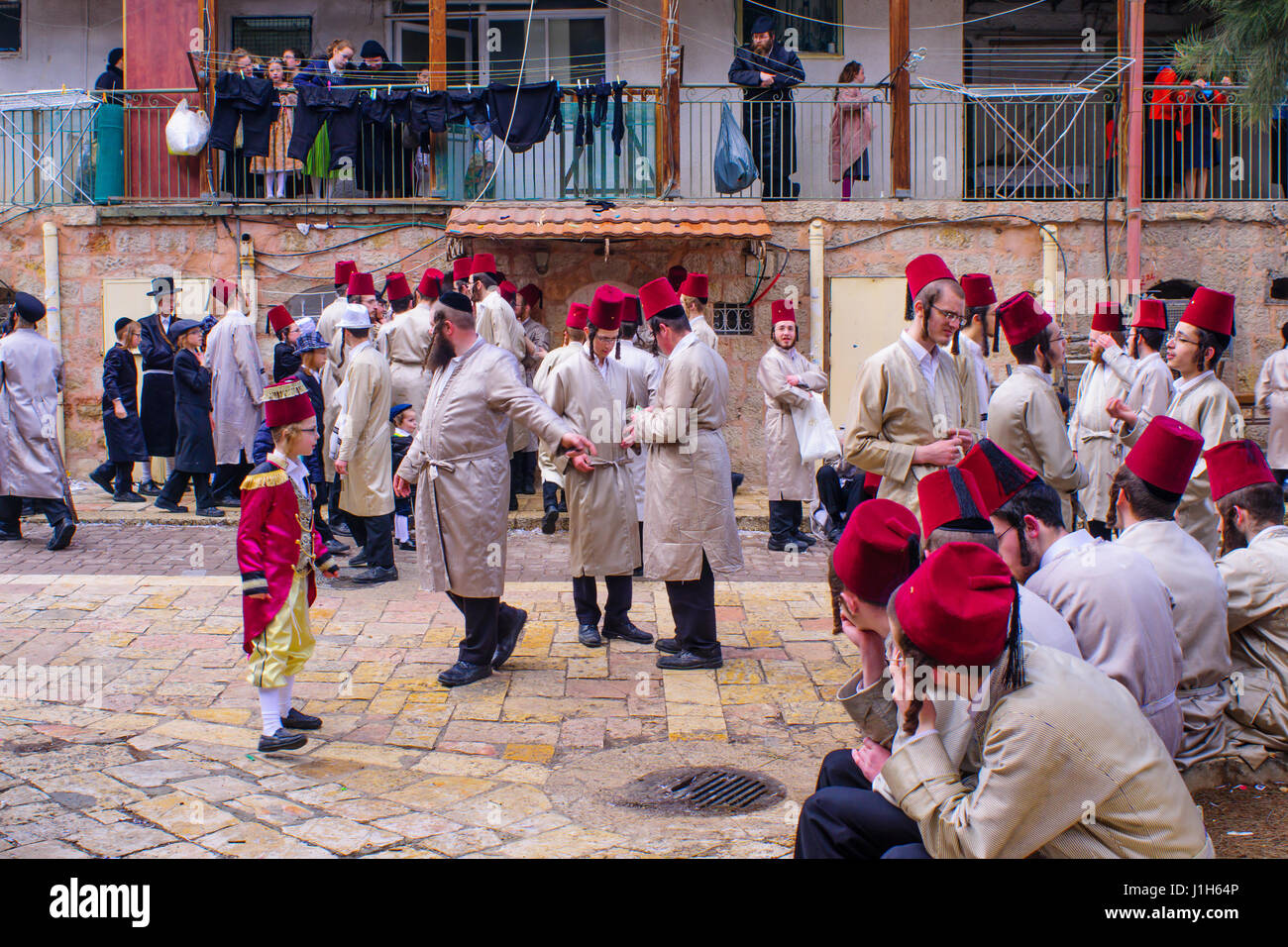 JERUSALEM, ISRAEL - MARCH 13, 2017: Ultra-orthodox Jewish men, some in ...